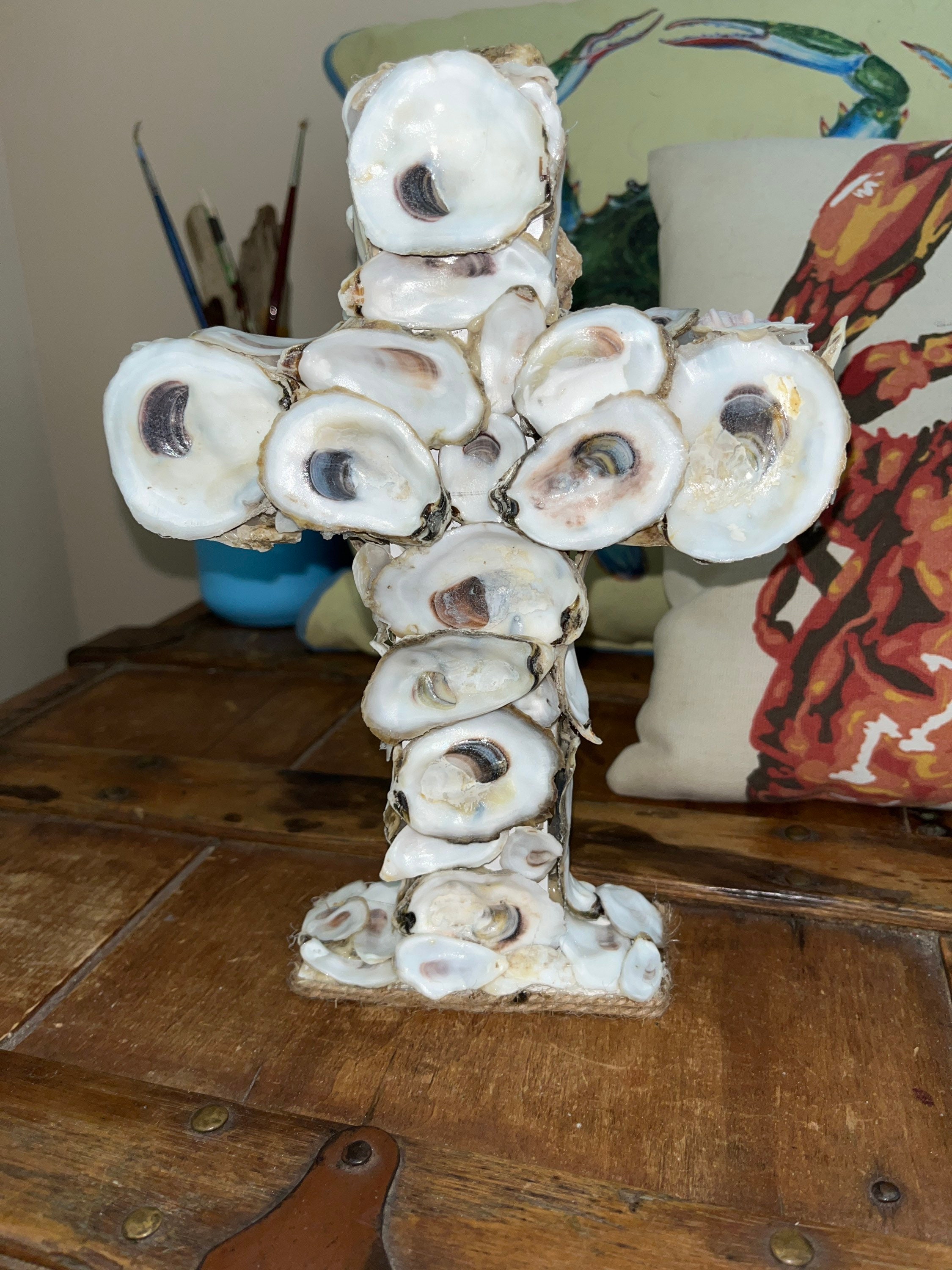 Oyster Shell Stand up Cross - Etsy