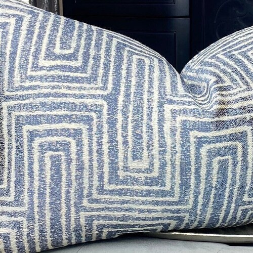 Blue Gray Silver Geometric Throw Pillow Cover - Etsy