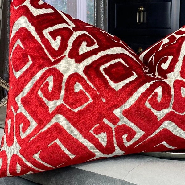 Red Geometric Pillow - Etsy