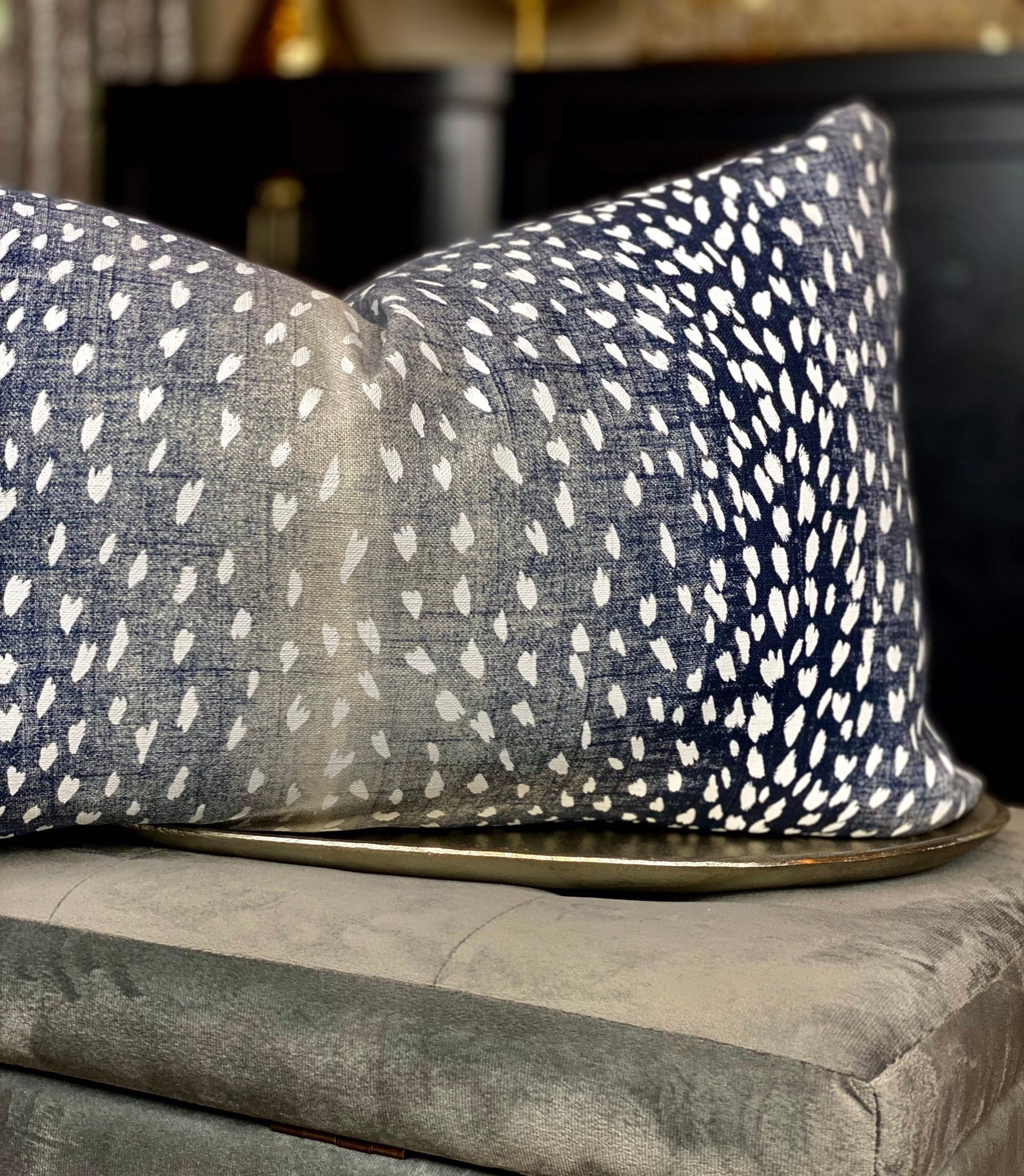 Antelope Navy Animal Print Decorative Throw Pillow Cover Vern - Etsy