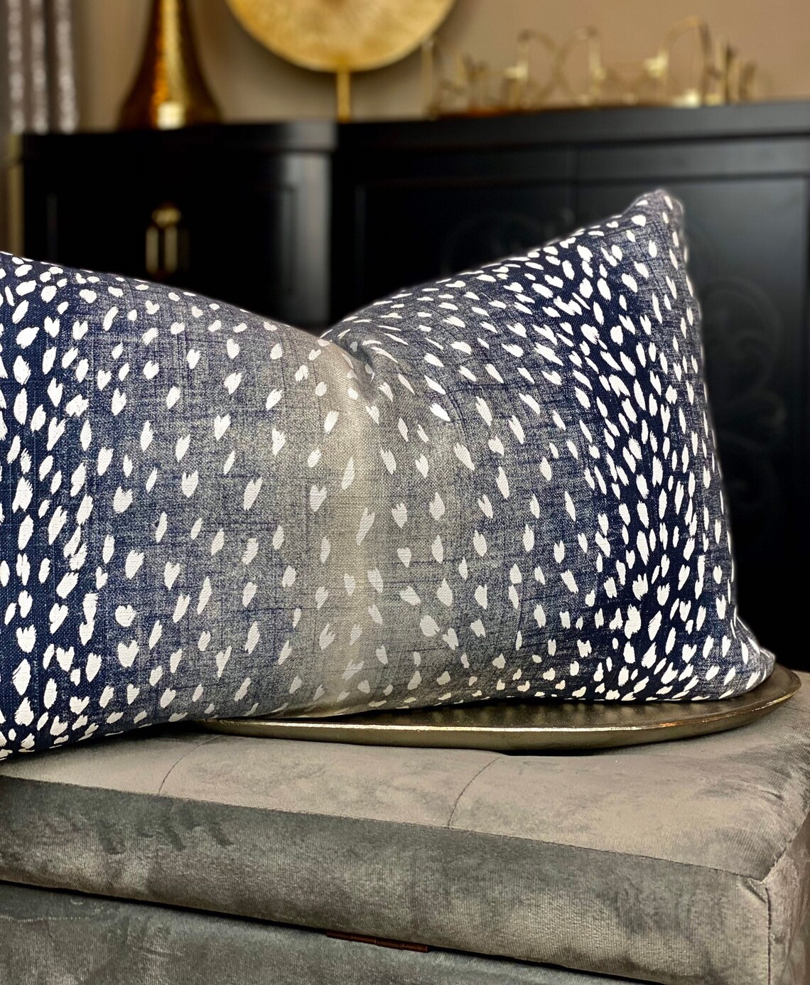 Antelope Navy Animal Print Decorative Throw Pillow Cover Vern - Etsy