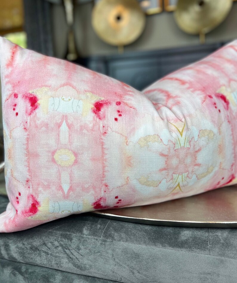 Pink Blushing Abstract Throw Pillow Cover, Pink Lumbar Pillow, Home ...