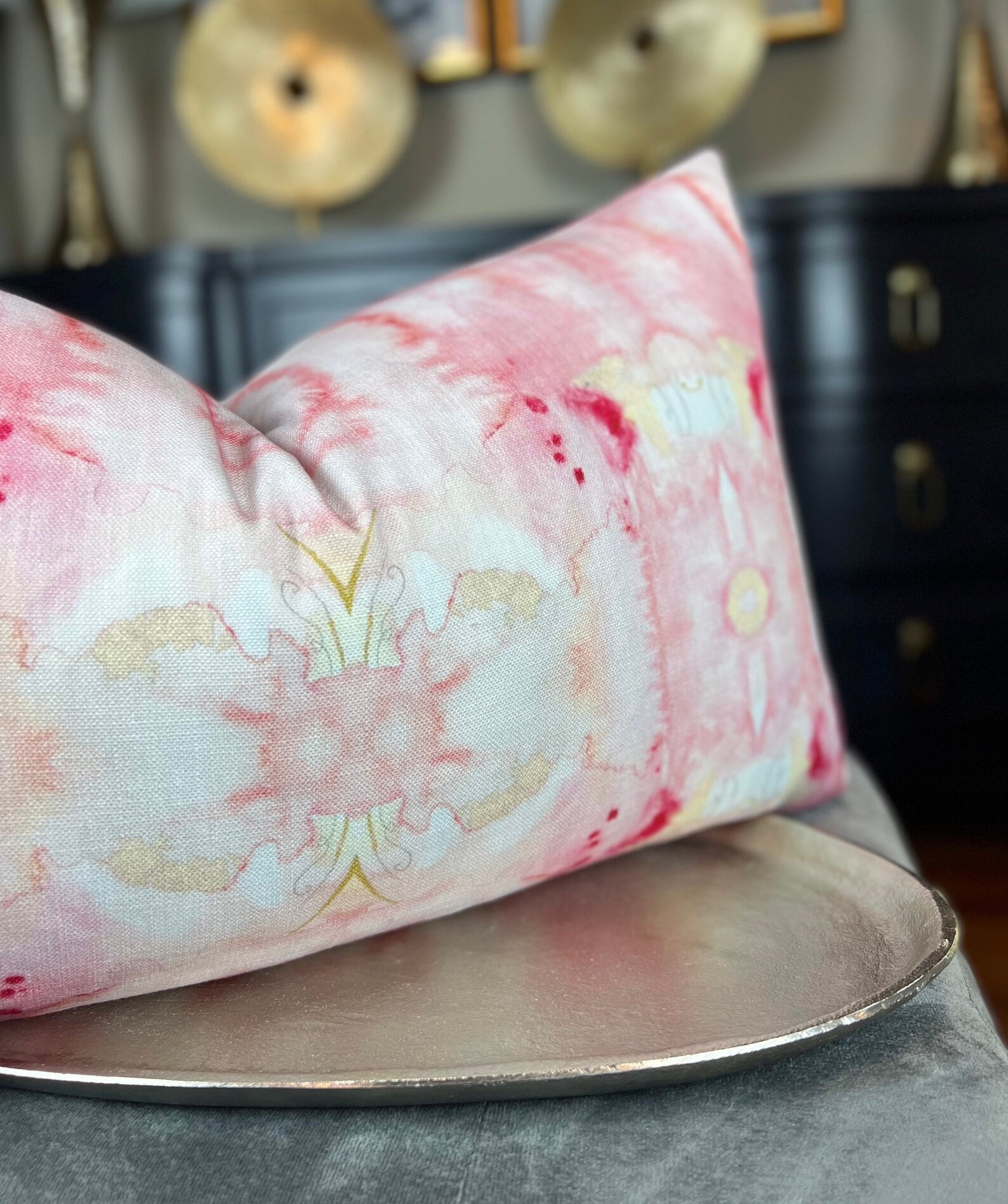 Pink Blushing Abstract Throw Pillow Cover, Pink Lumbar Pillow, Home ...