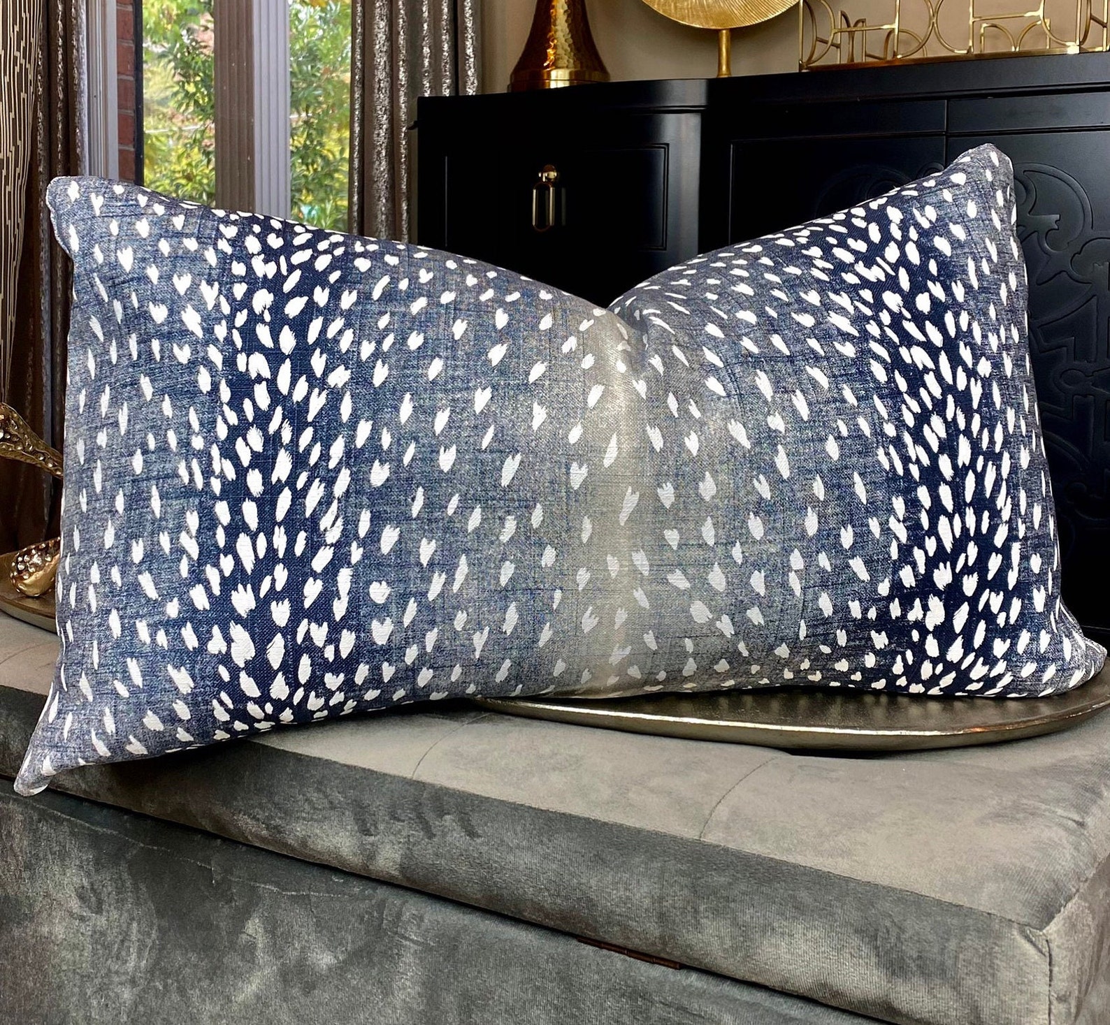 Antelope Navy Animal Print Decorative Throw Pillow Cover Vern - Etsy