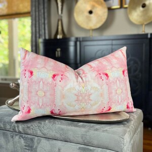 Pink Blushing Abstract Throw Pillow Cover, Pink Lumbar Pillow, Home ...