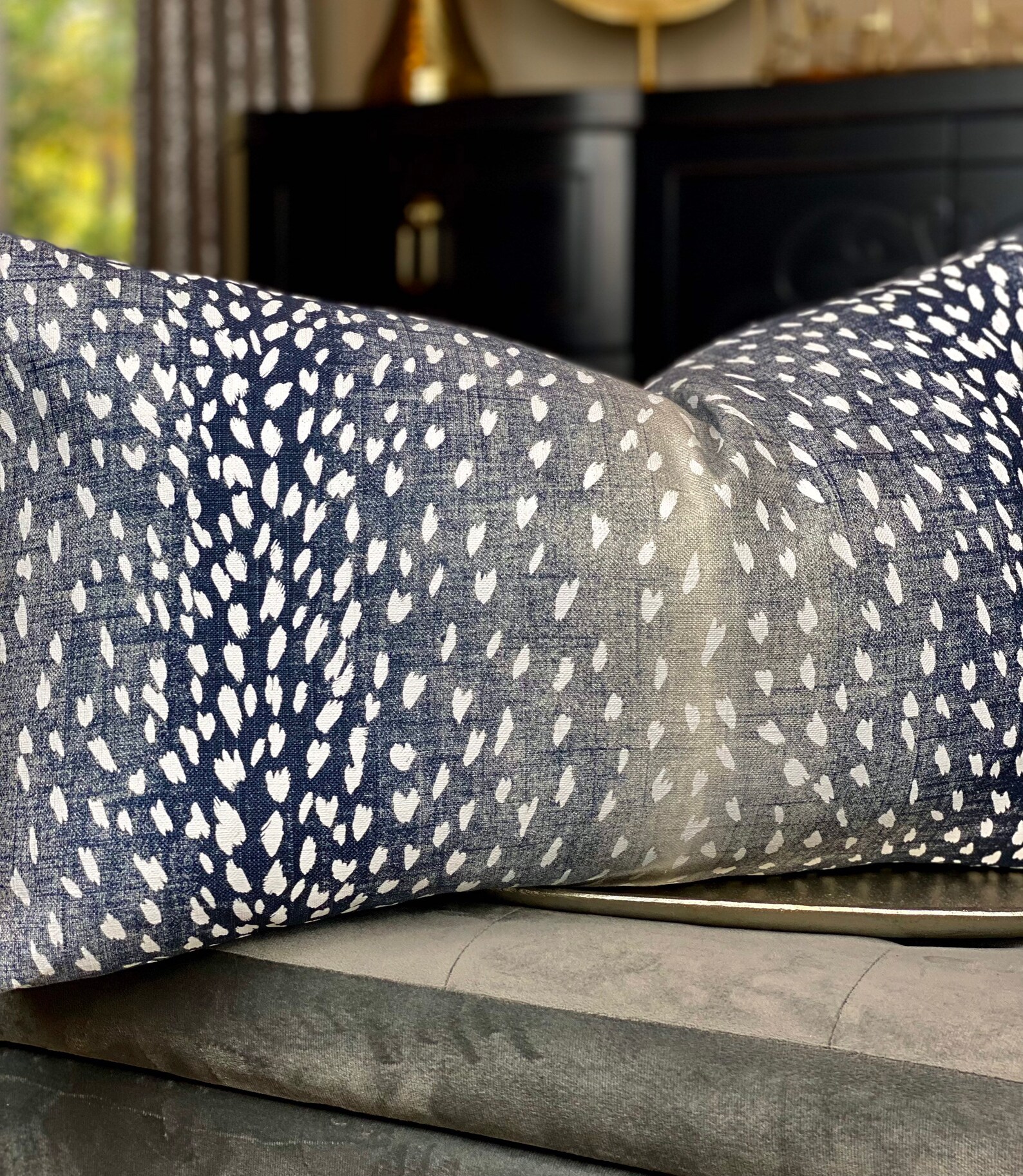 Antelope Navy Animal Print Decorative Throw Pillow Cover Vern - Etsy