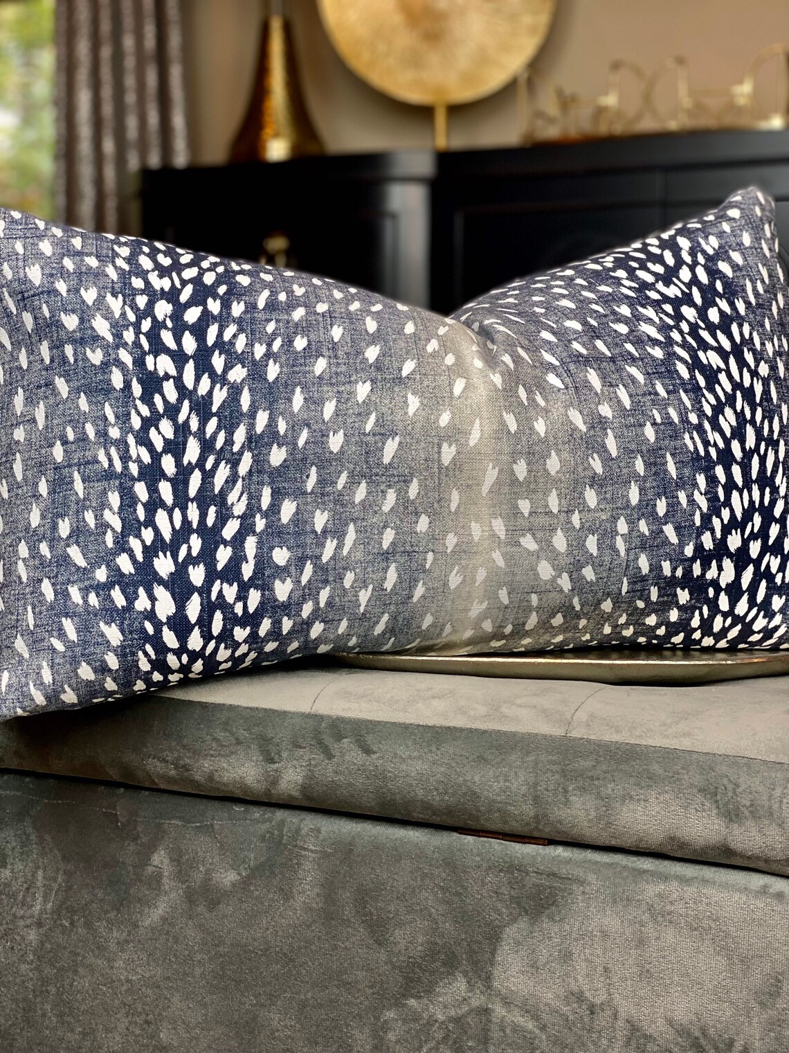 Antelope Navy Animal Print Decorative Throw Pillow Cover Vern - Etsy