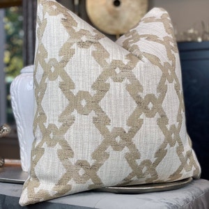 Geometric Tan Beige Trellis Design Pillow Cover, Home Decor, Home ...