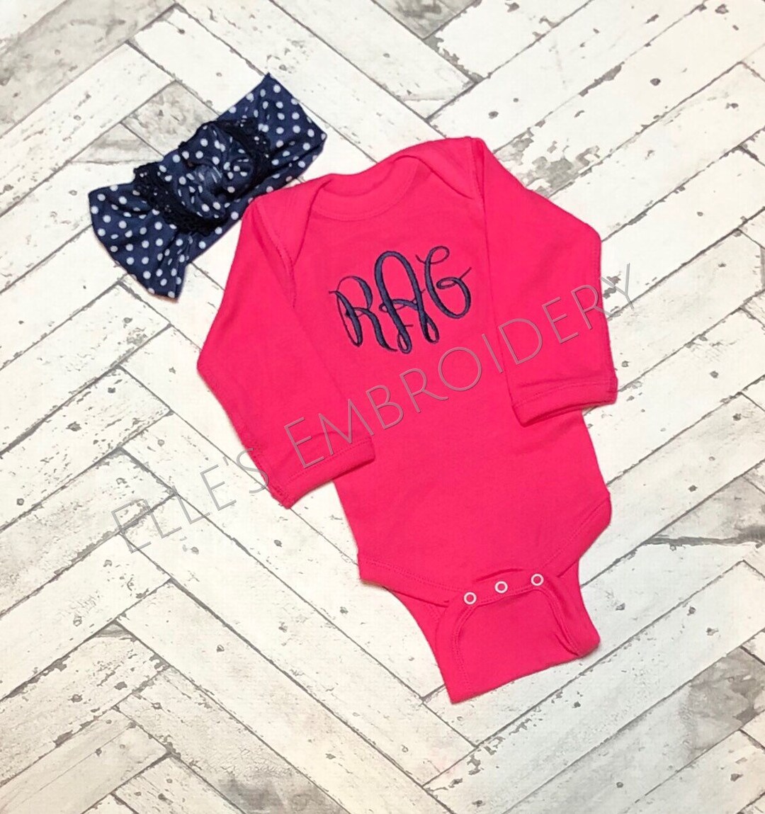 Monogram Onesie/ Baby Girl Bodysuit/ Coming Home Outfit/ Baby Shower ...
