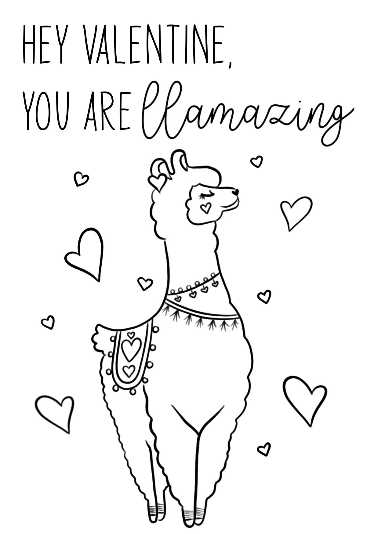 Llama Valentine Coloring Pages Coloring Pages