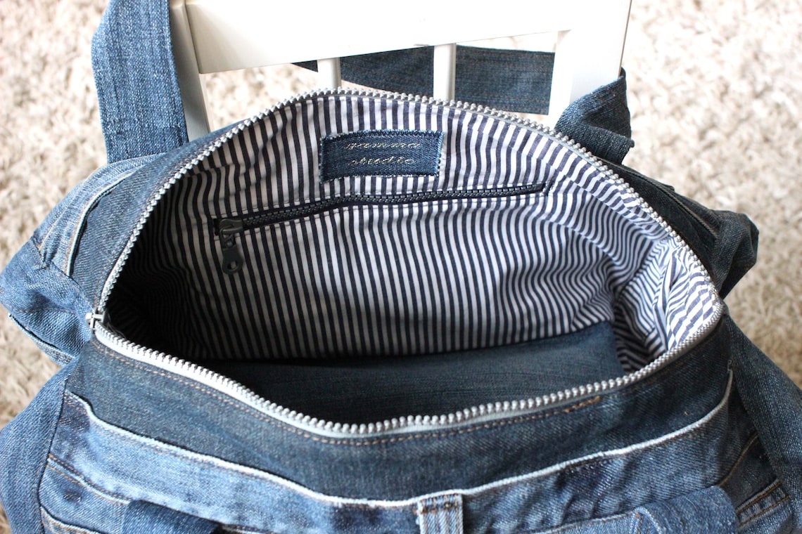 Denim Bag Recycled Denim Big Bag Casual Bag Sport Bag - Etsy