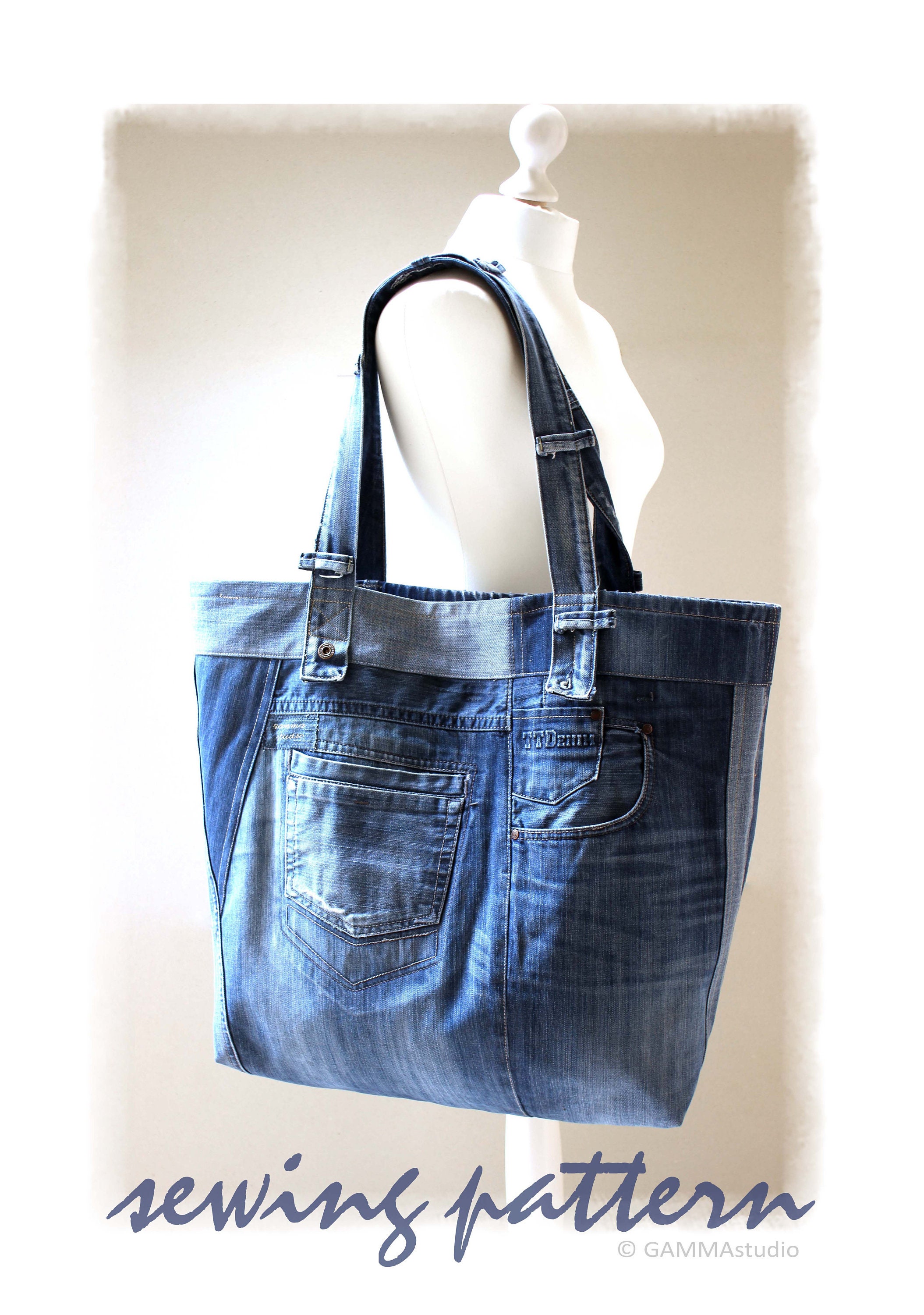 Sewing Denim Bag PATTERN DIY Denim Bag Jean Bag Tutorial - Etsy