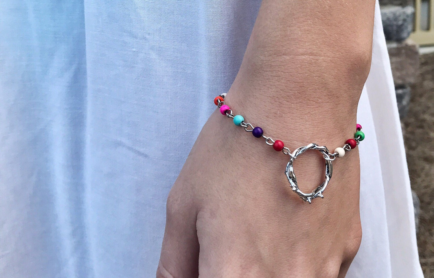 Crown of Thorns Bracelet, Religious Bracelet, Beaded Chain, Beaded ...