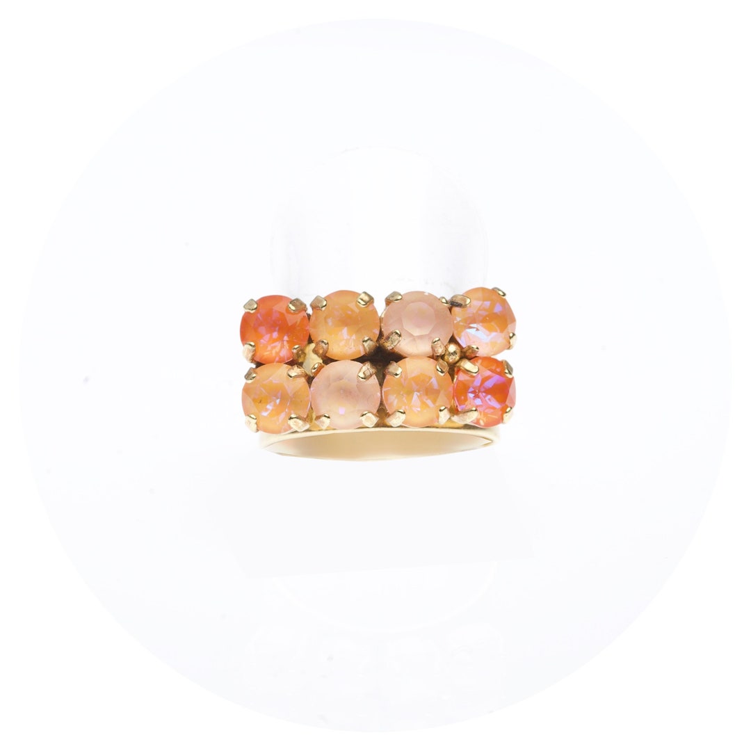 Artjany Golden Ring in Peach Fuzz Mix Swarovski Crystals, Size ...