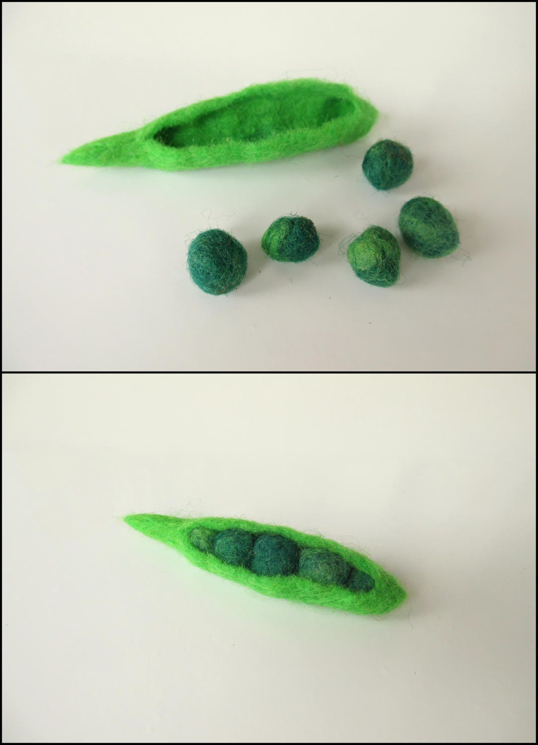Felted Peas, Felt Pea Pod, Peas in a Pod, Wool Felt Peas, Woolen Peas ...