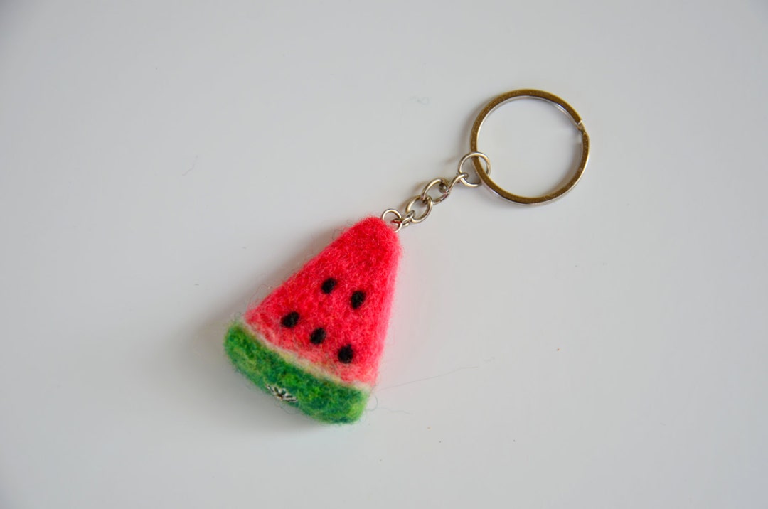 Felt Keychain Watermelon Felted Keychain Watermelon Needle - Etsy