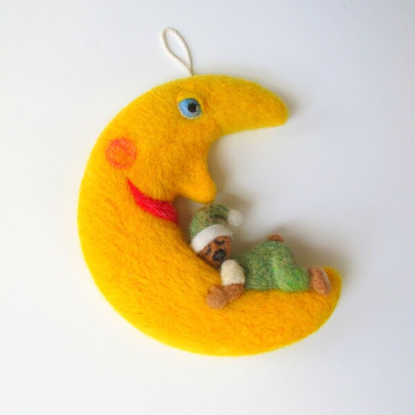 Needle Felted Moon - Etsy