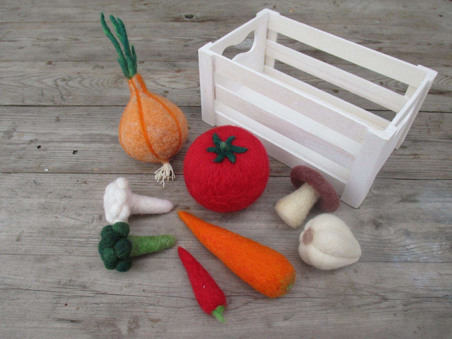 Set of 8 Pcs Vegetables, Play Food Vegetables, Woolen Play Food, Felt ...