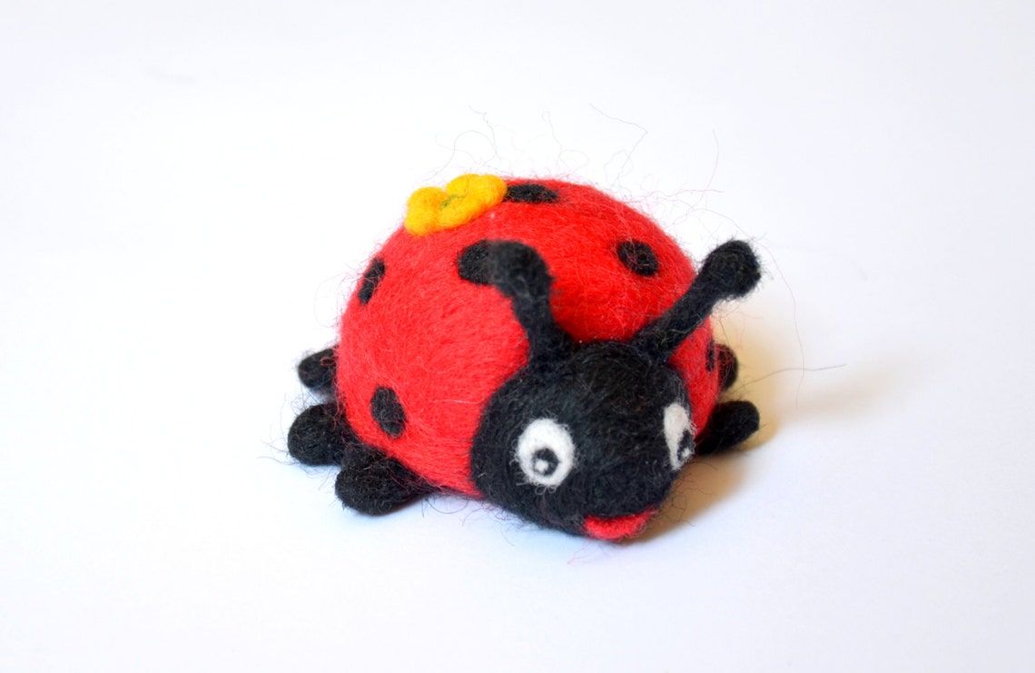 Needle Felted Woolen Ladybug, Felt Ladybug, Felted Ladybug, Soft ...