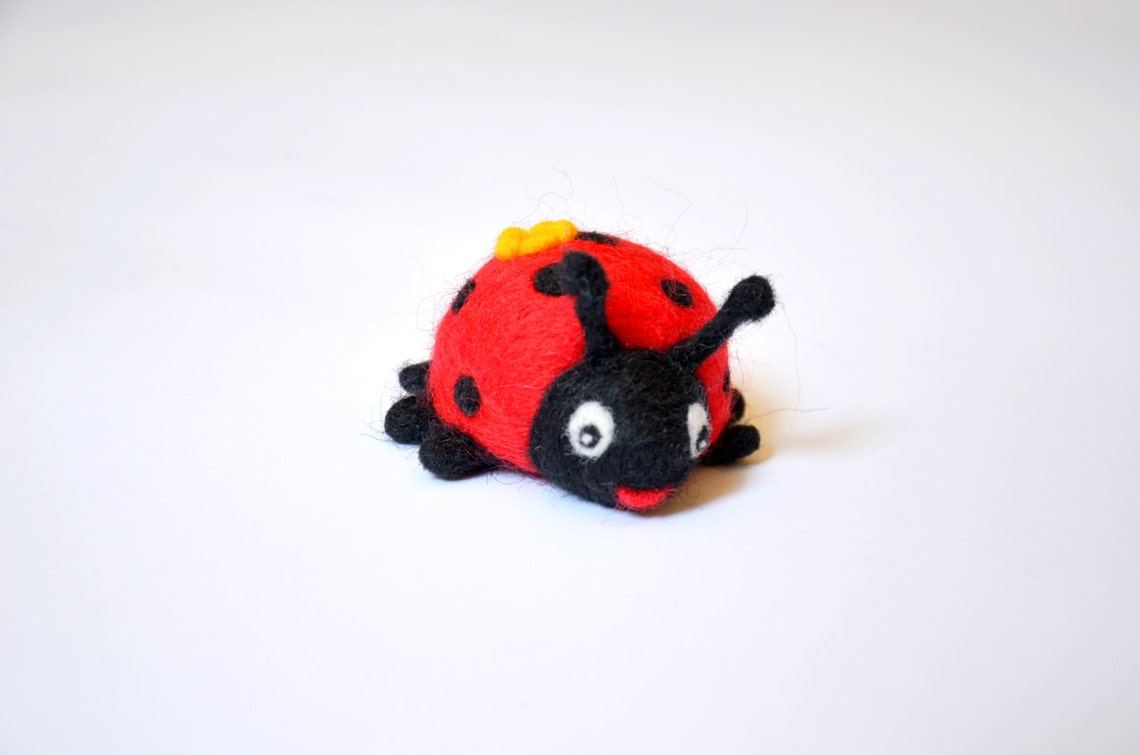 Needle Felted Woolen Ladybug, Felt Ladybug, Felted Ladybug, Soft ...
