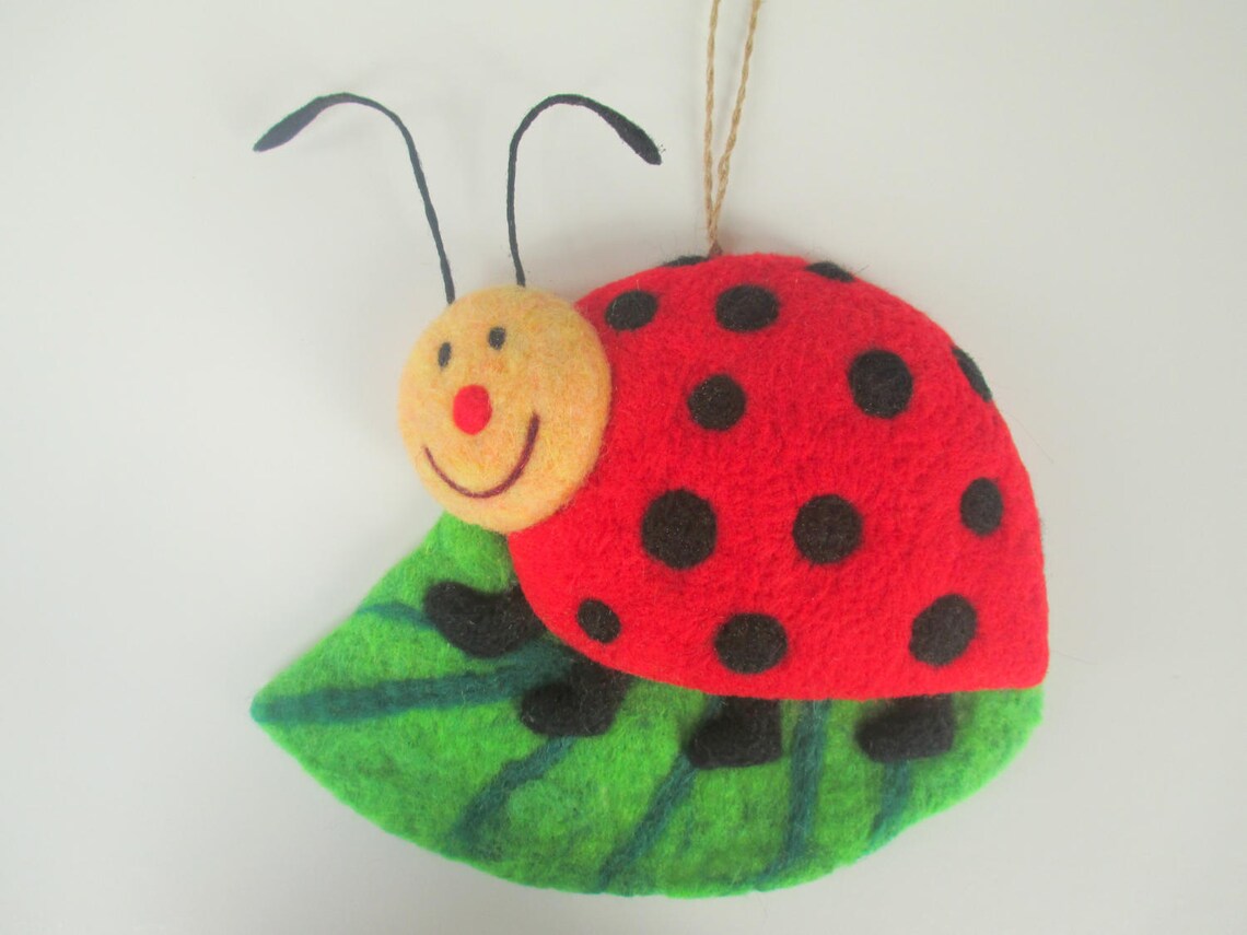 Felted Ladybug Wall Decoration, Felt Baby Mobile Hanging, Needle Felted ...
