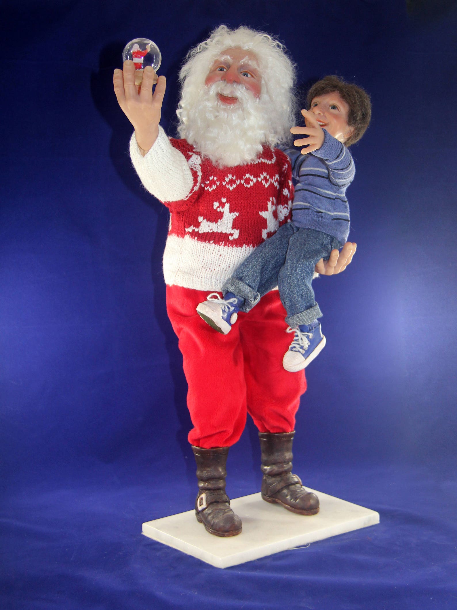 Santa Claus and child OOAK polymer clay sculpture. Christmas | Etsy