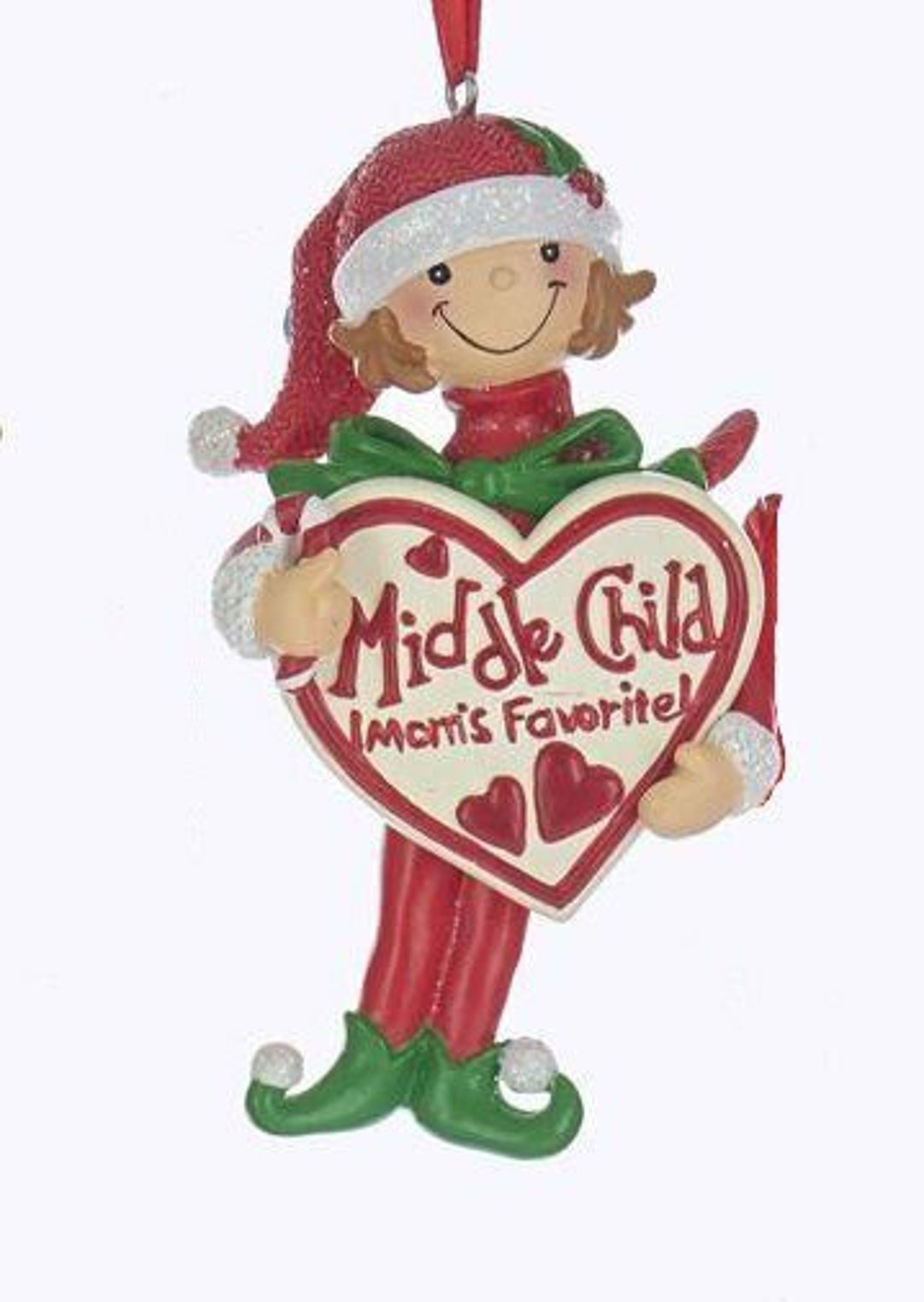 Kurt Adler Mom's Favorite Middle Child Girl Holding Heart Christmas ...