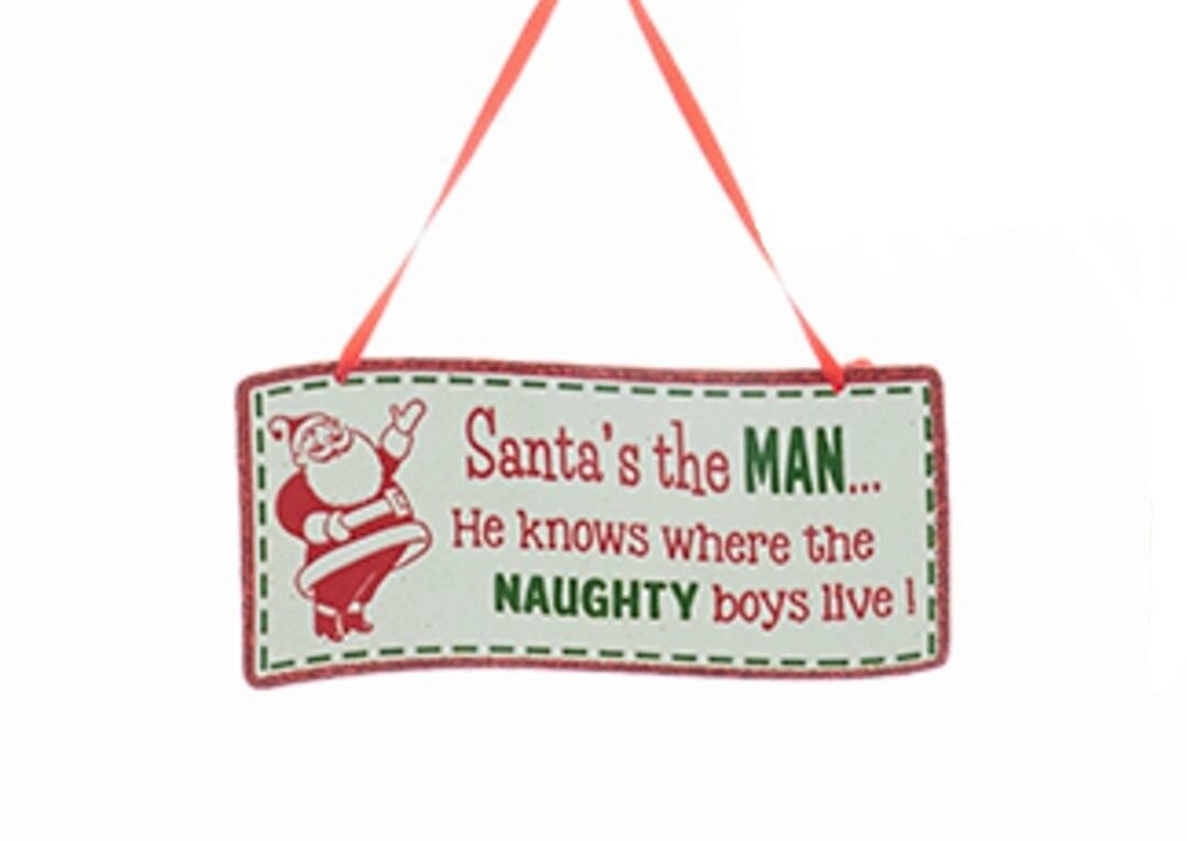 Metal Wavy Naughty Sign Christmas Holiday Ornament santa's The... - Etsy