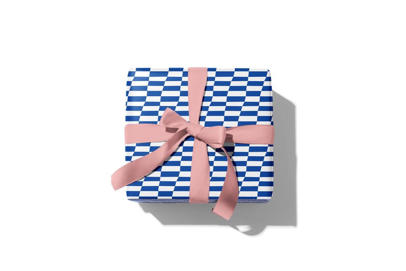 Lean Ennui Gift Wrap Colbalt & White Leaning Checkerboard - Etsy