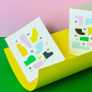 Thanks Abstract Pieces and Shapes Typographic Thank You Card or Thank ...