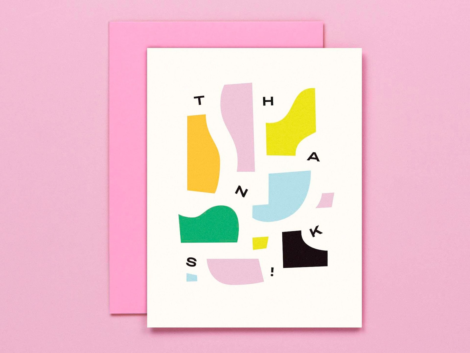 Thanks Abstract Pieces and Shapes Typographic Thank You Card or Thank ...