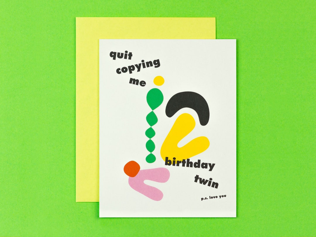 Birthday Twin Birthday Card, Funny Birthday Card, Shared Birthday Card ...