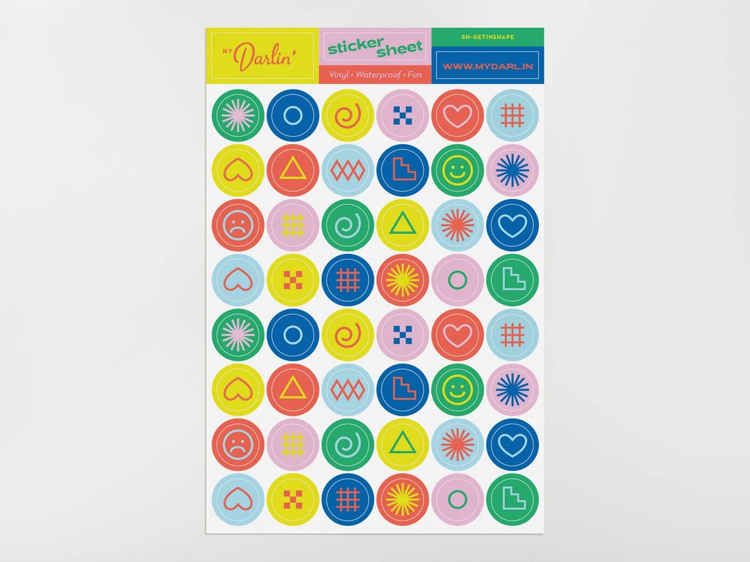 Get in Shape Icon Vinyl Sticker Sheet, Waterproof Vinyl Stickers for ...
