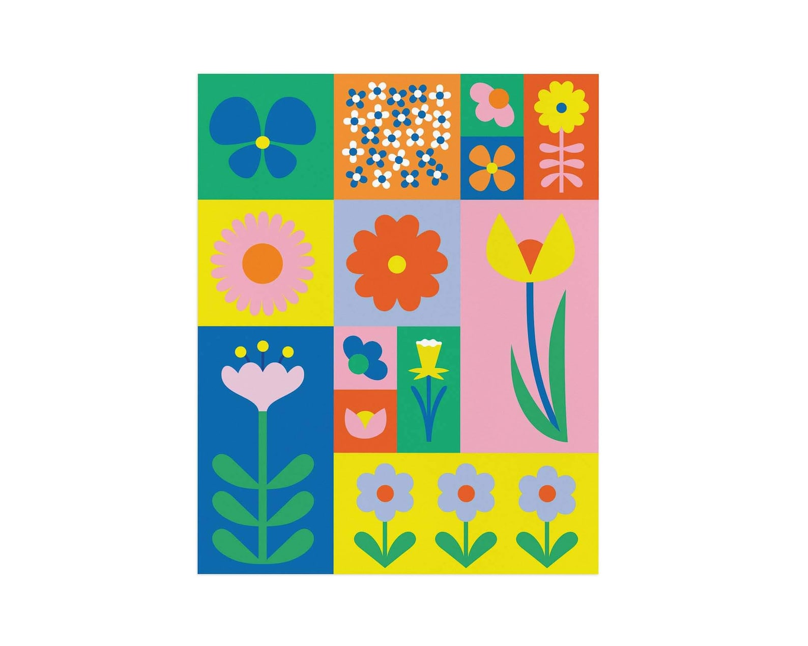 Flowerblock Poster Color Blocked Flowers Giclée Art Print by mydarlin ...
