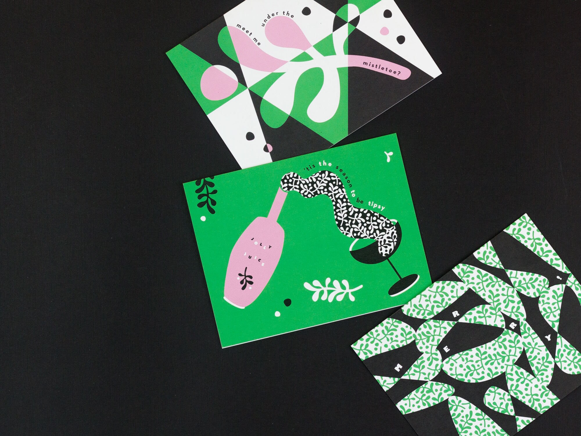 Merry Abstract Mistletoe Pattern Holiday Card by - Etsy