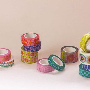 Flowerblock 25mm Colorblock Flowers Wide Washi Tape • Cute and Colorful ...