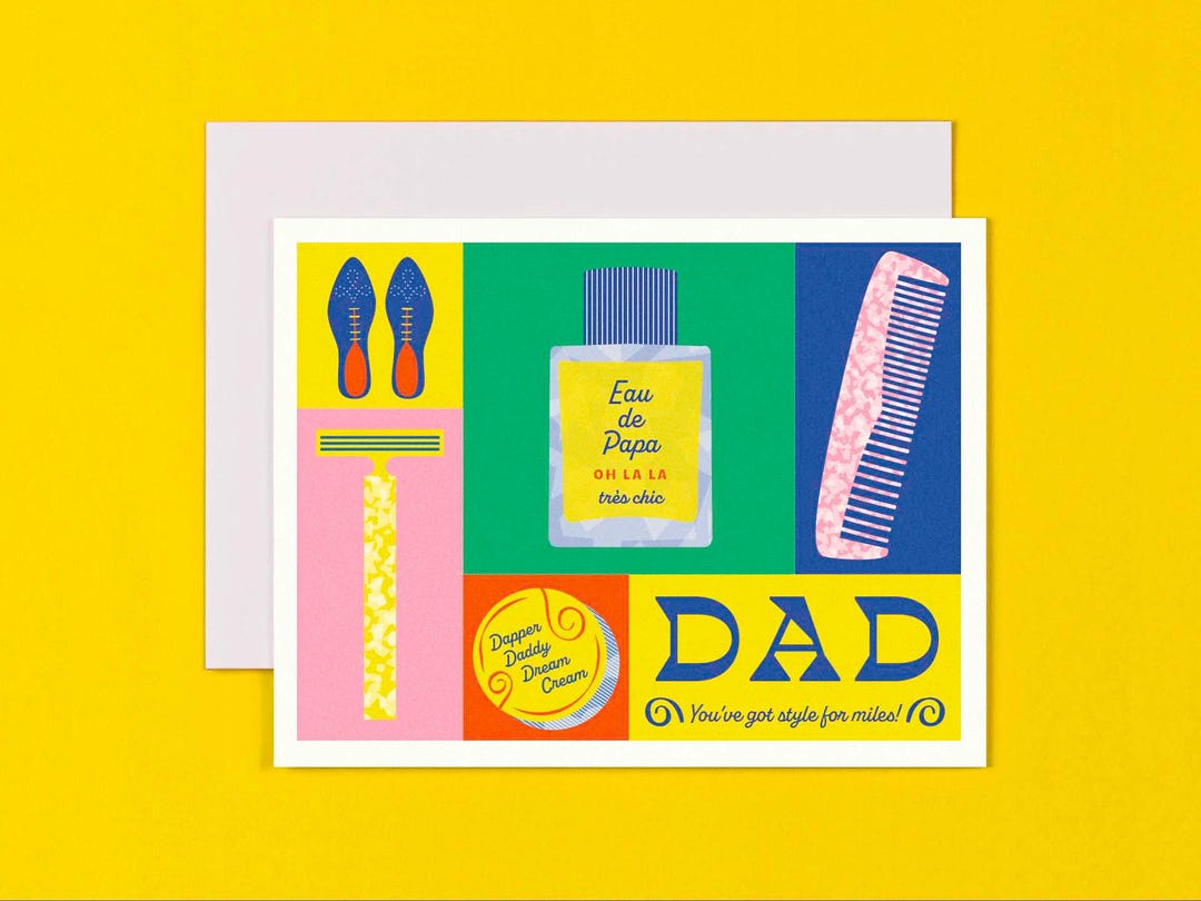 Dad Block • Colorblock Fancy Father's Day Card, Illustrated Grooming ...