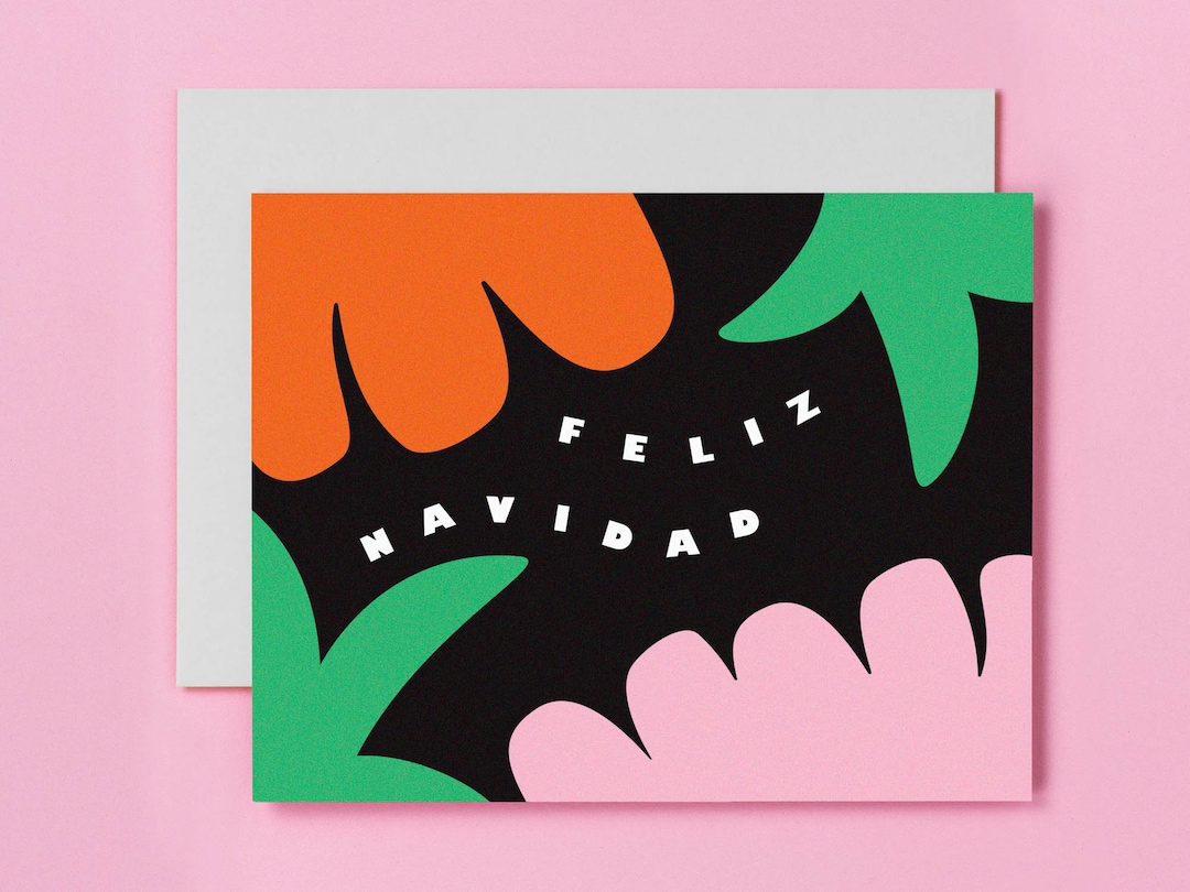 Feliz Navidad Christmas Card or Card Set • Tropical Floral Christmas ...