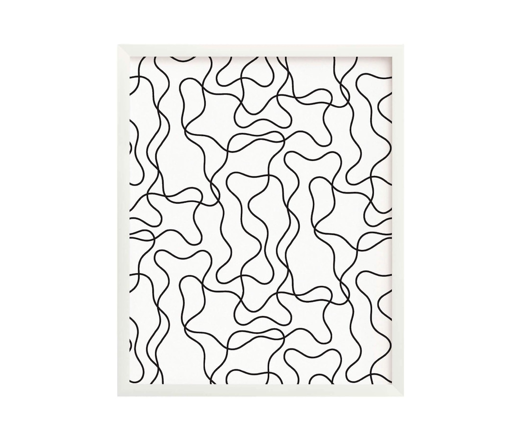 Magic Squiggle, White : Black and White Minimalist Archival Giclée Art ...