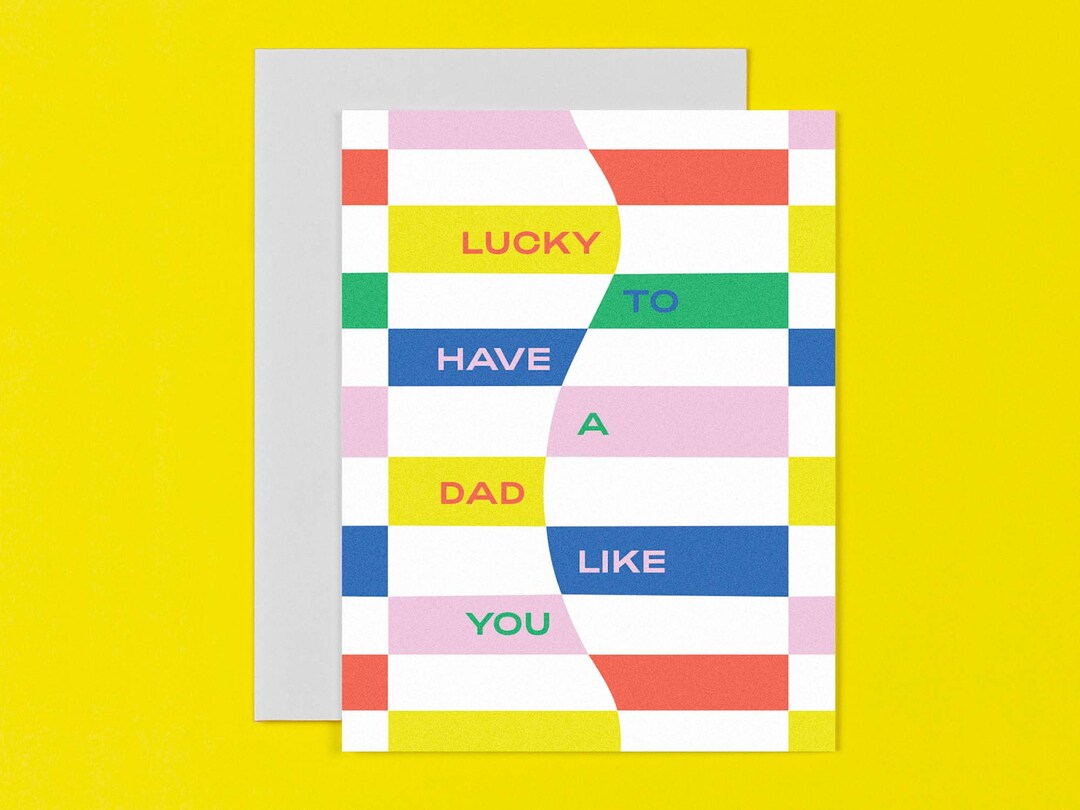 Dad Luck Father's Day Card • abstract Geometric Wavy Rainbow Checker ...