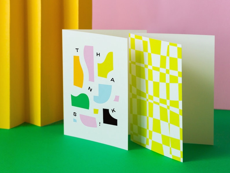 Thanks Abstract Pieces and Shapes Typographic Thank You Card or Thank ...