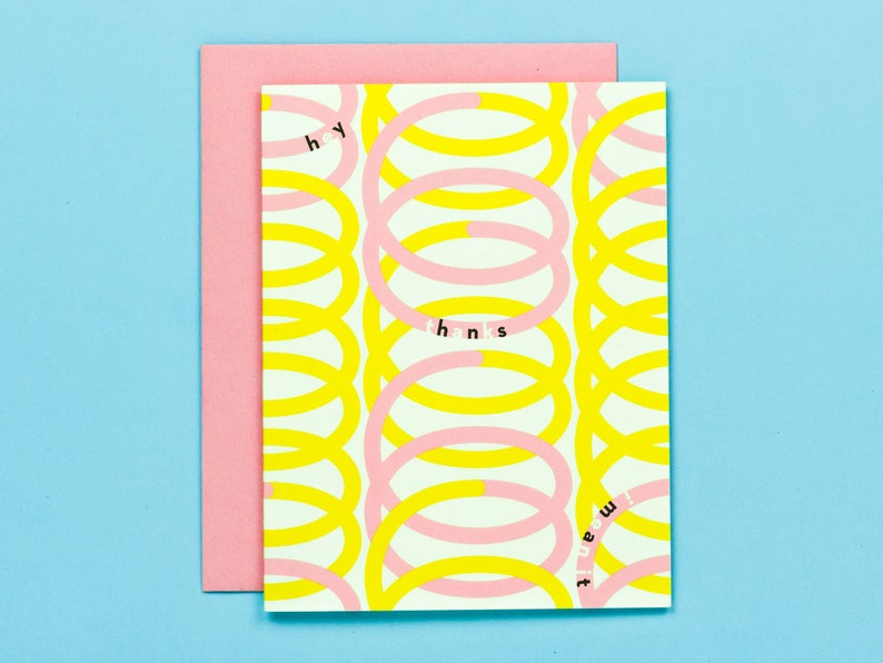 Graphic Spiral Thank You Card Hey Thanks I Mean It by mydarlin_bk - Etsy