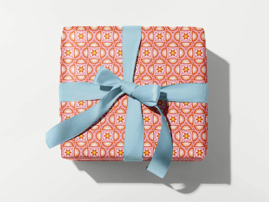 Mi Casa, Pink, Vintage Spanish Tile Gift Wrap Sheets or Roll, Holiday ...