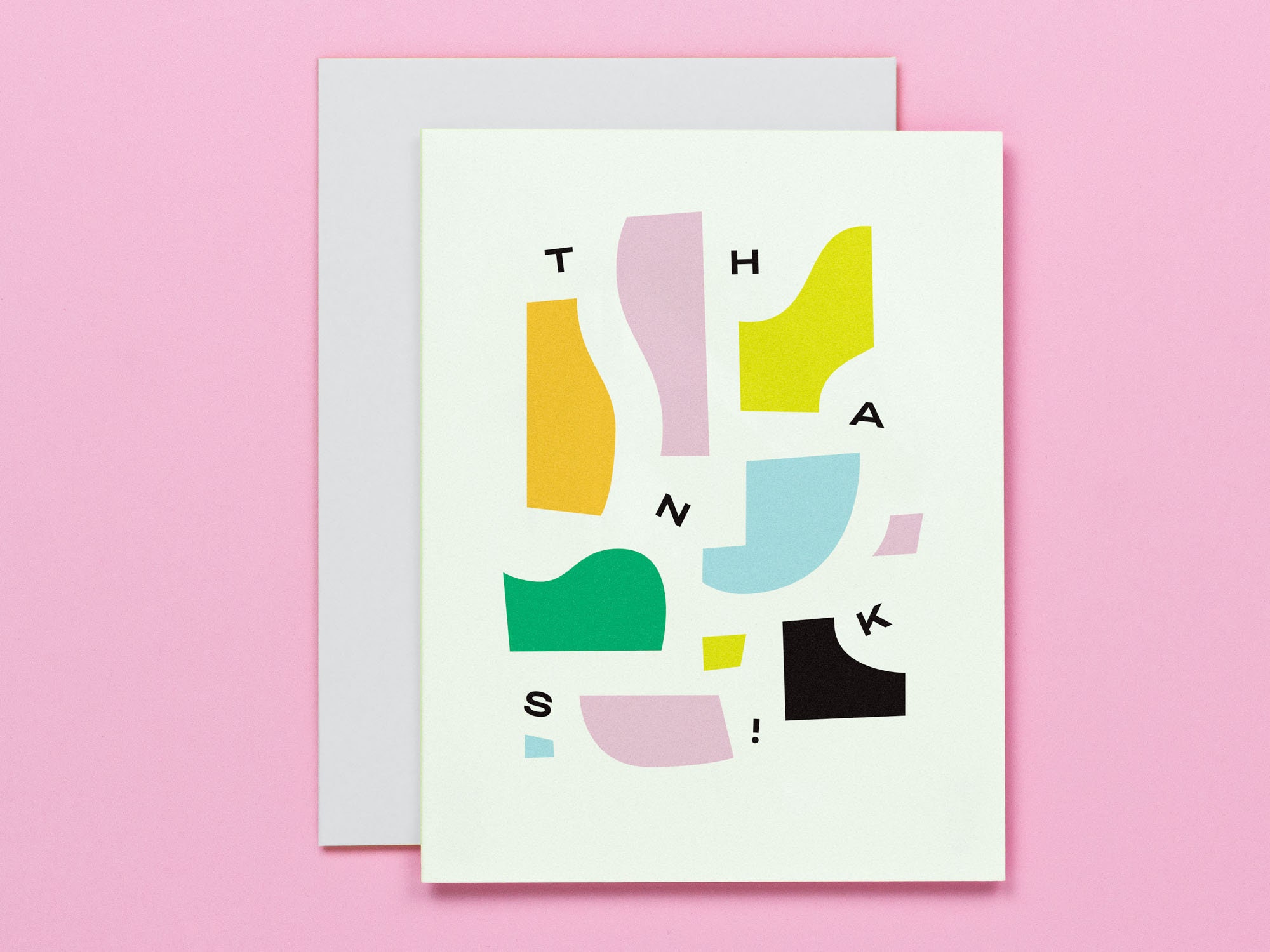 Thanks Abstract Pieces and Shapes Typographic Thank You Card or Thank ...