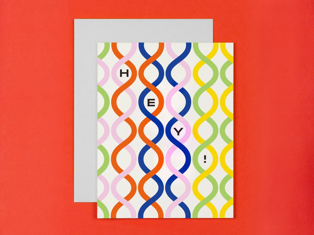 Hey Rainbow Spirals Geometric Hi or Hello Greeting Card • by @mydarlin ...
