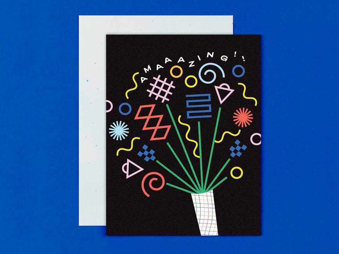 Celebration Shapes Congrats Card Abstract Geometric Colorful - Etsy