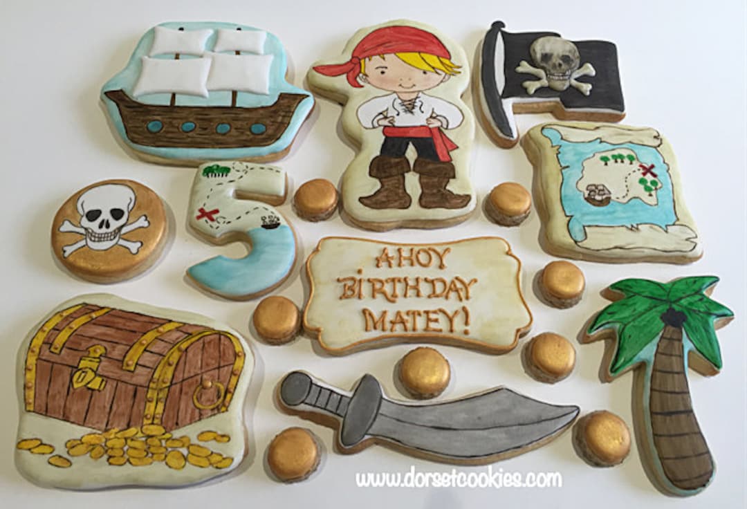 Pirates Birthday Themed Hand Painted Iced Biscuits Cookies - Etsy