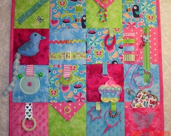 Pastel Fidget Butterflies FROGS Activity Tactile Sensory Quilt Blanket ...