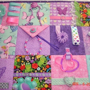 Pastel Fidget Butterflies FROGS Activity Busy Tactile Sensory Quilt ...