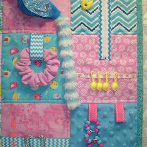 Pink/blue Bluebird of Happiness Fidget Activity Tactile Sensory Blanket ...